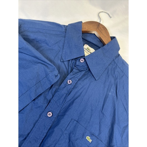 Lacoste | Shirts | Lacoste Mens Blue Alligator Logo All Cotton Button ...